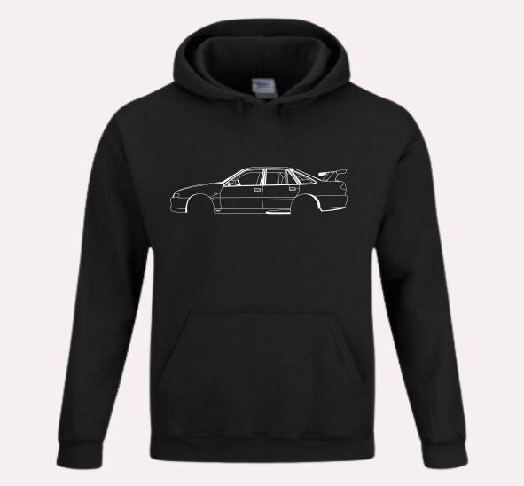 Holden HSV VS GTS-R White on Black Hoodie | Racing Art